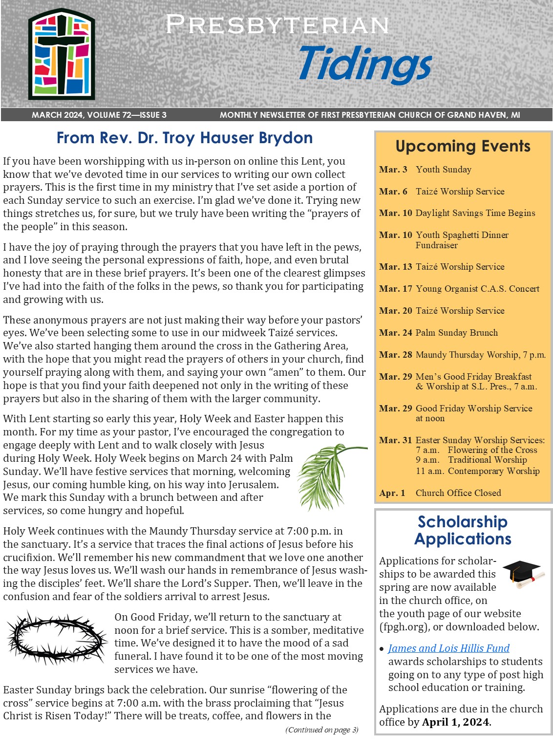 March Tidings Newsletter - First Presbyterian Church
